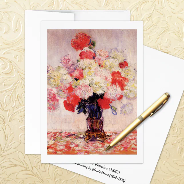 Vase of Peonies Claude Monet Note Card | Zazzle