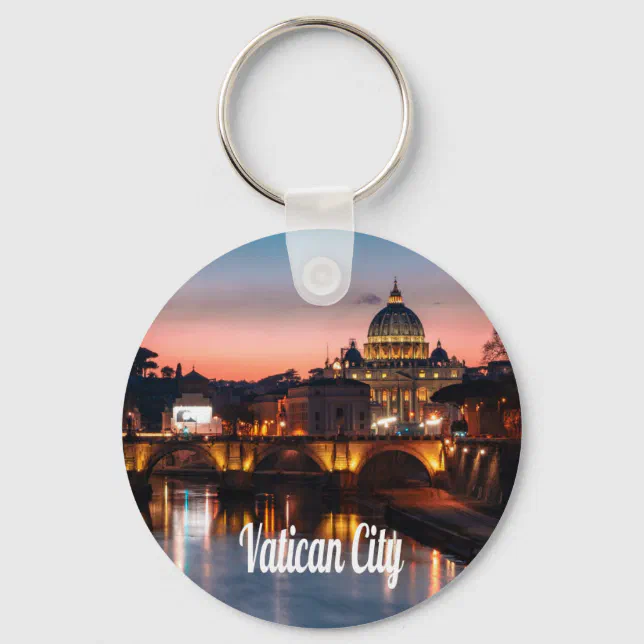 Vatican City At Night Roman Catholic Church Keychain | Zazzle