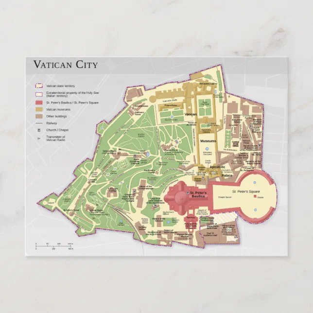 Vatican City Layout Diagram Map Postcard | Zazzle