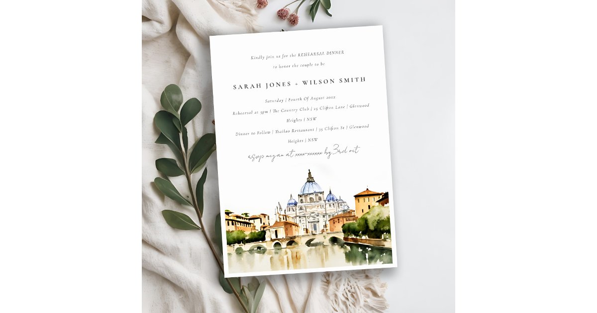 Vatican Rome Italy Landscape Rehearsal Dinner Invitation | Zazzle