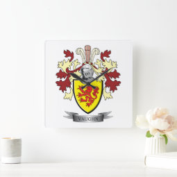 Vaughn Family Crest Coat of Arms Square Wall Clock | Zazzle