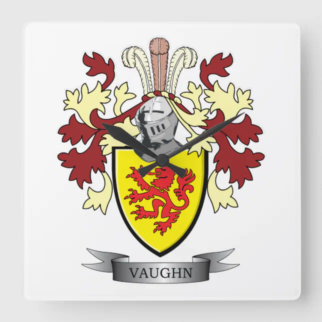 Vaughn Family Crest Coat of Arms Square Wall Clock | Zazzle