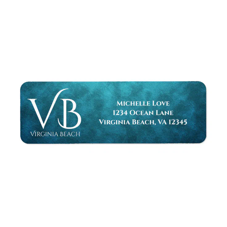 VB Virginia Beach on Blue Water Background Address Label | Zazzle
