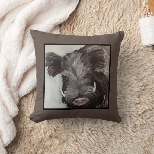 VCollierArt Original Hog Razorback Throw Pillow | Zazzle