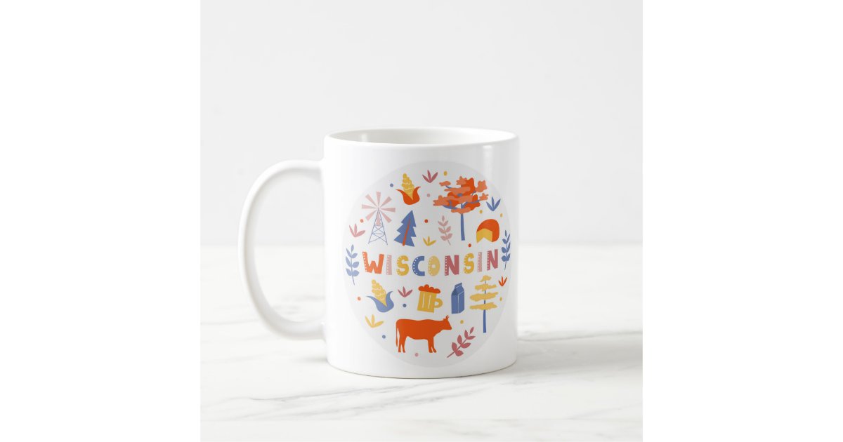 Vector Art Wisconsin Theme State Symbols Coffee Mug | Zazzle
