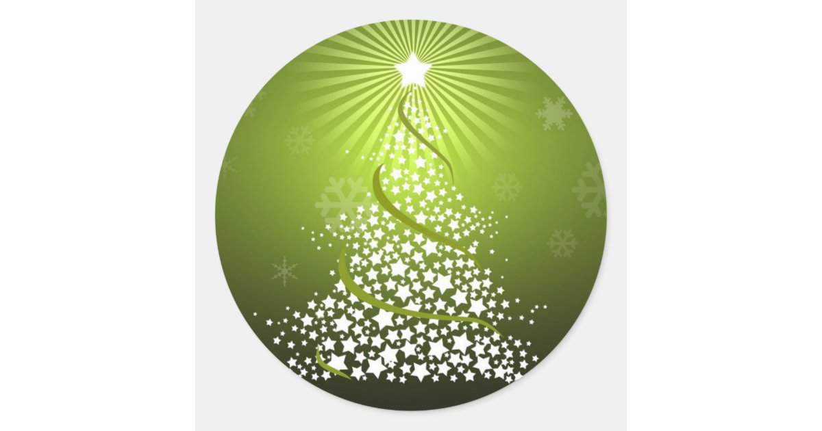 Vector Green Christmas Tree Classic Round Sticker | Zazzle