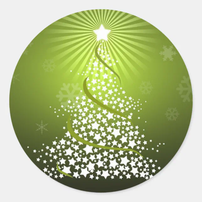 Vector Green Christmas Tree Classic Round Sticker | Zazzle