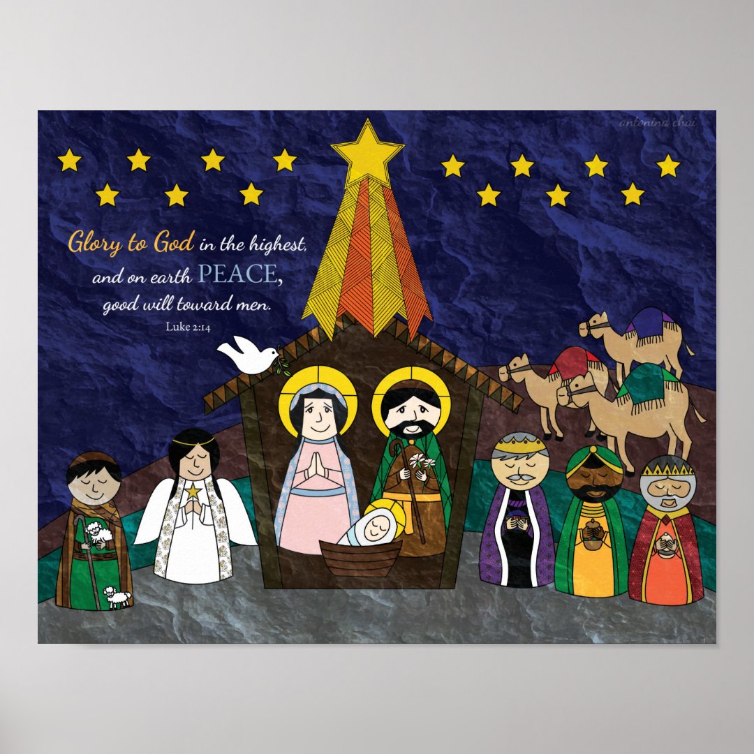 Vector Illustration of Christmas Nativity Scene Poster | Zazzle