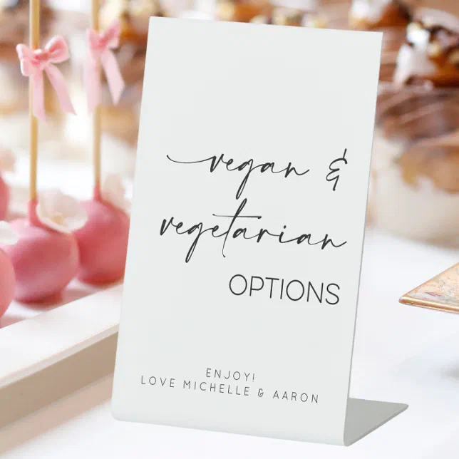 Vegan and Vegetarian Options Wedding Buffet Pedestal Sign | Zazzle