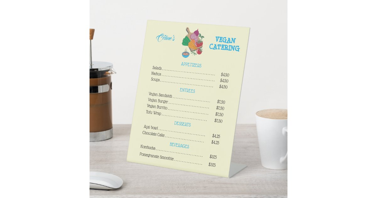 Vegan Catering Table Top Price List Pedestal Sign | Zazzle