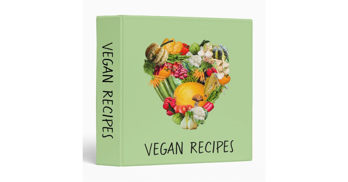 Vegan Cookbook Recipe Fruit Vegetable Plant 3 Ring Binder | Zazzle