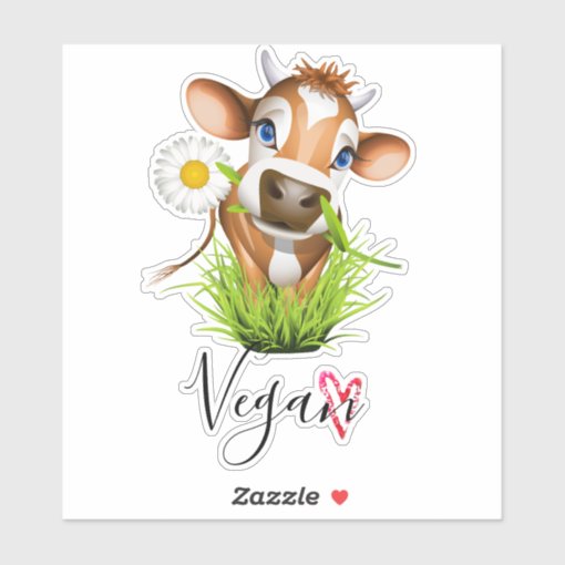 Vegan Cow Animal Lover Sticker | Zazzle