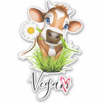 Vegan Cow Animal Lover Sticker | Zazzle