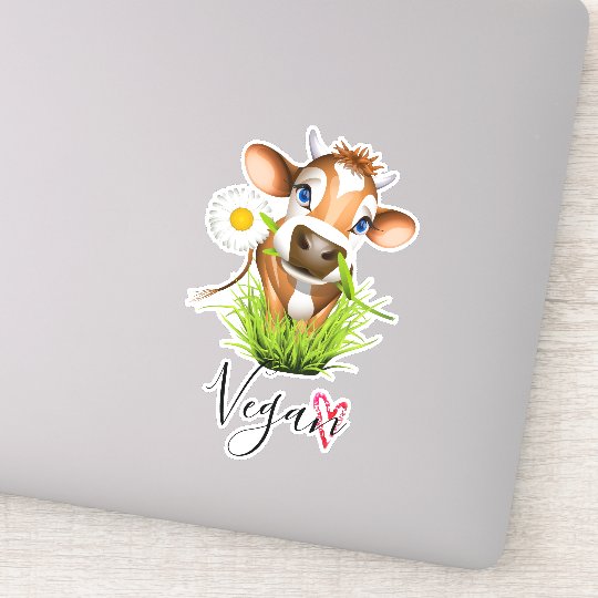 Vegan Cow Animal Lover Sticker | Zazzle.com