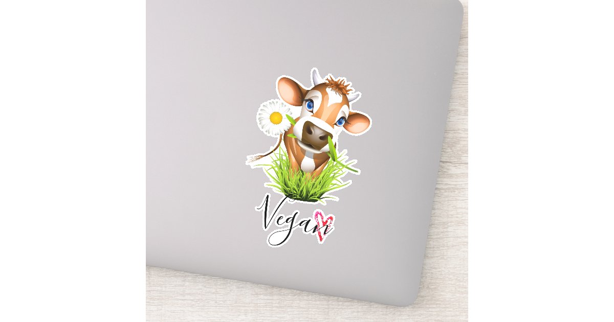 Vegan Cow Animal Lover Sticker | Zazzle