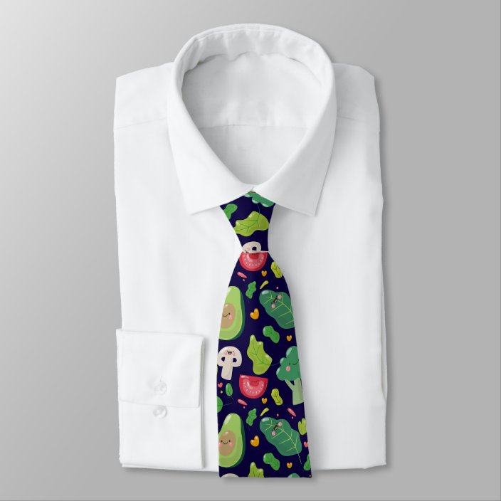 Vegan cute cartoon vegetable characters pattern neck tie | Zazzle.com