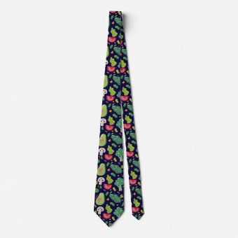 Vegan cute cartoon vegetable characters pattern neck tie | Zazzle