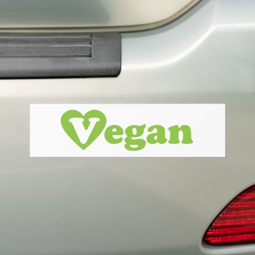 Vegan Text Green Heart Bumper Sticker | Zazzle Vegan Text Green Heart Bumper Sticker | Zazzle