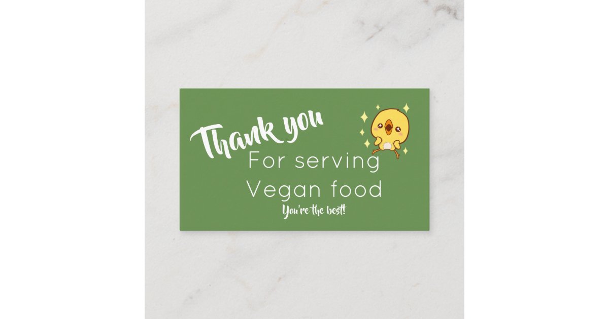 vegan thank you calling card | Zazzle