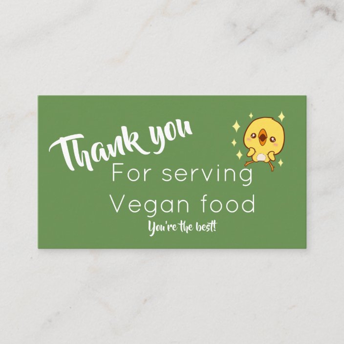 vegan thank you calling card | Zazzle.com