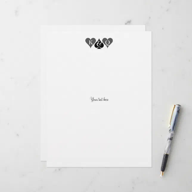 Vegas wedding letterhead with playing card symbols | Zazzle