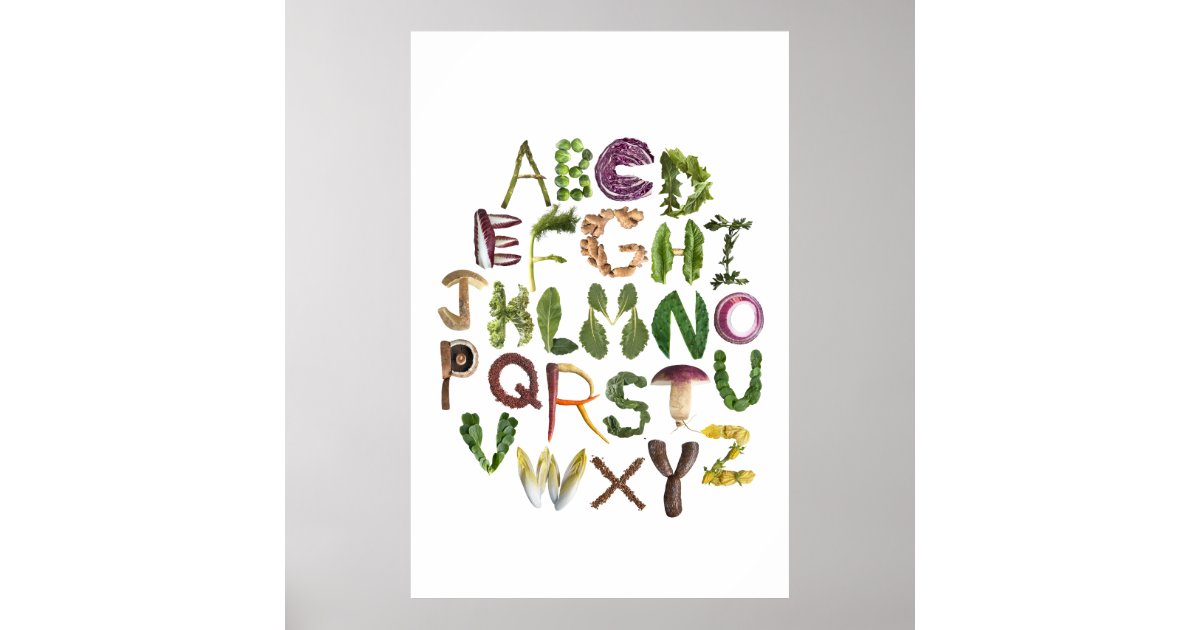 Vegetable Alphabet Kids Poster | Zazzle