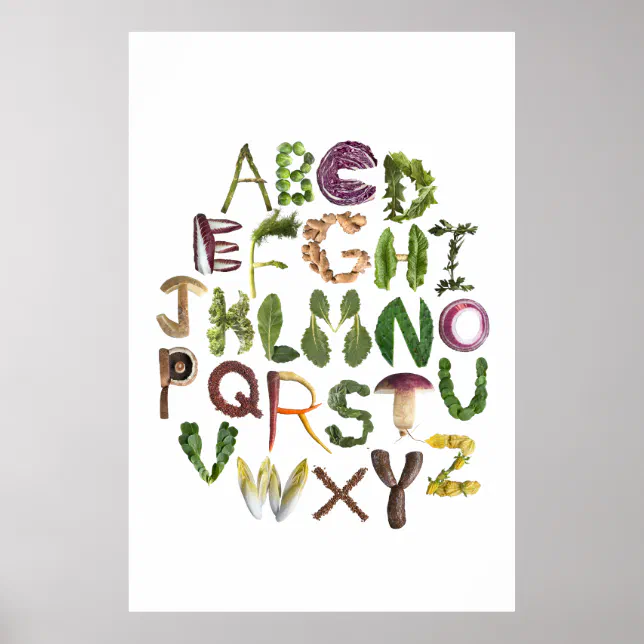 Vegetable Alphabet Kids Poster | Zazzle