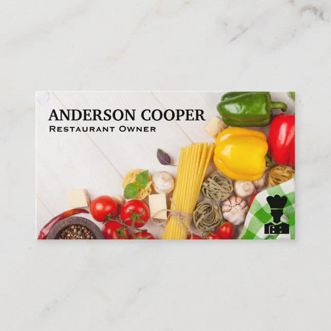 Vegetable and Pasta on Table Business Card | Zazzle