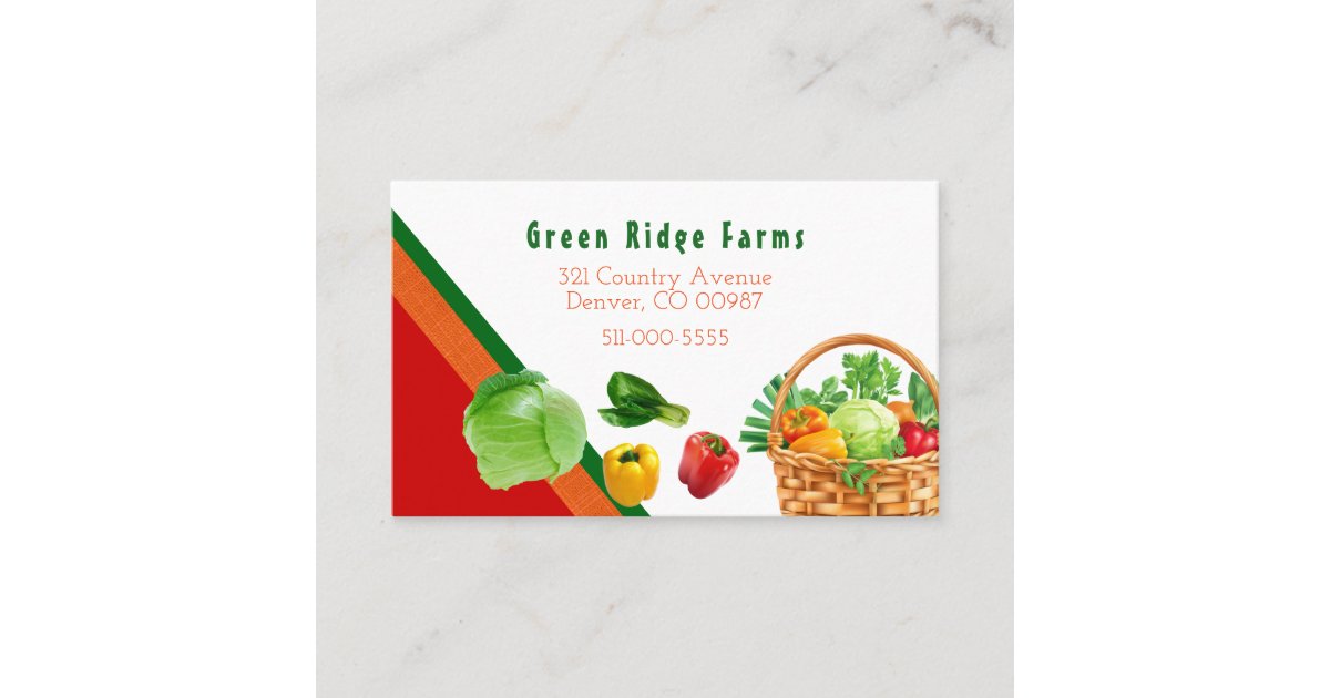 Vegetable Design Business Card | Zazzle