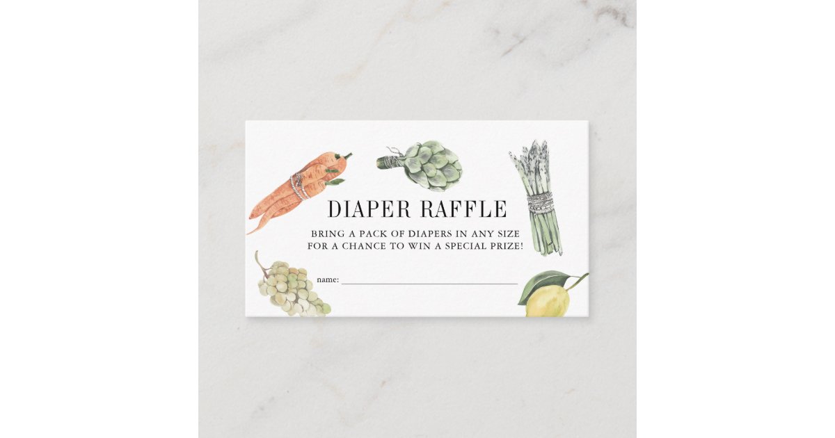 Vegetable Farmers Market Diaper Raffle Ticket Enclosure Card | Zazzle