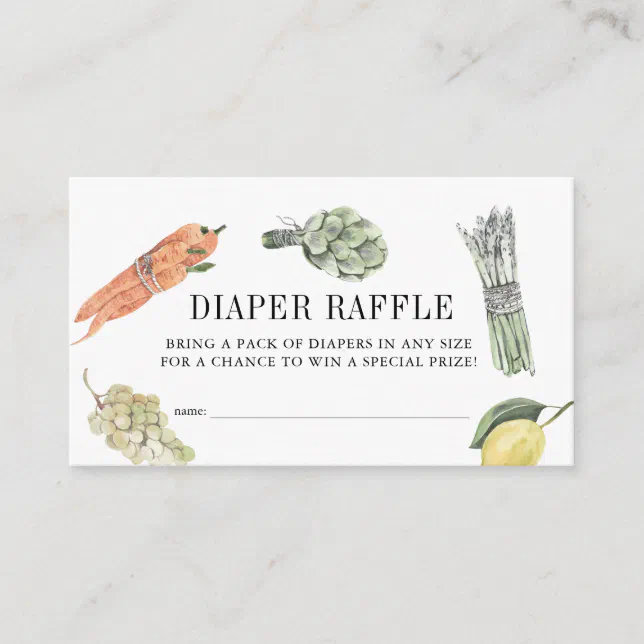 Vegetable Farmers Market Diaper Raffle Ticket Enclosure Card | Zazzle
