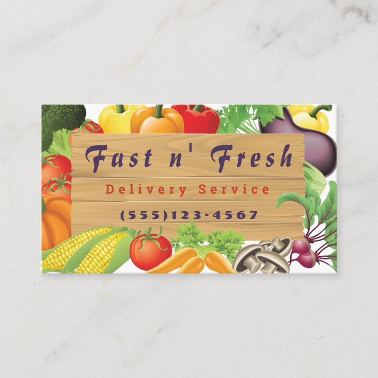 Vegetable Food Design Delivery Service Business Card | Zazzle