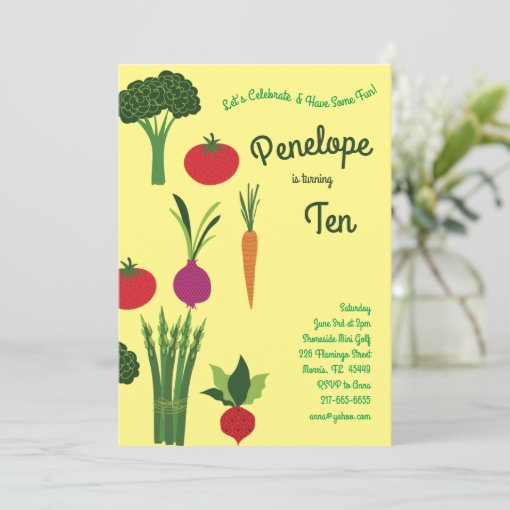 Vegetable Garden Kids Birthday Party Veggies Invitation | Zazzle