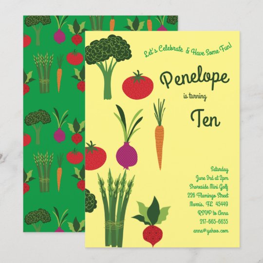 Vegetable Garden Kids Birthday Party Veggies Invitation | Zazzle.com
