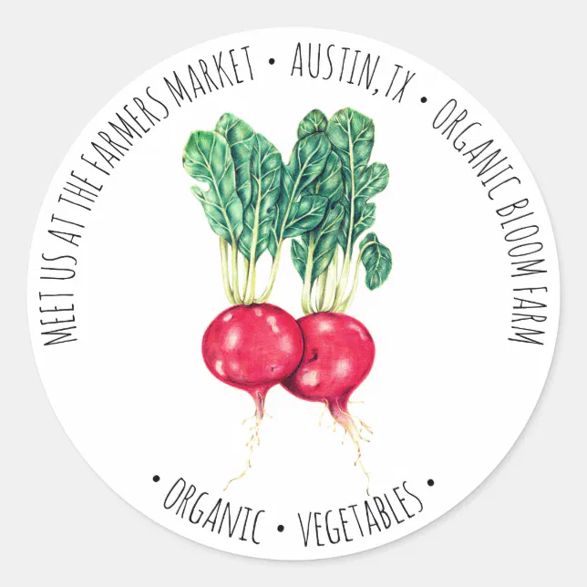 Vegetable Illustration ⎢Farm Round Sticker | Zazzle