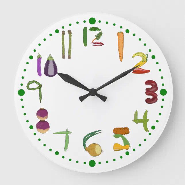 Vegetable Kitchen Wall Clock for Gardeners Vegans | Zazzle