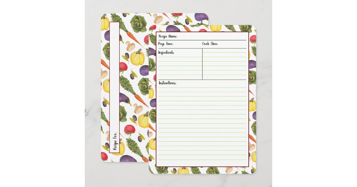 Vegetable Recipe Cards | Zazzle