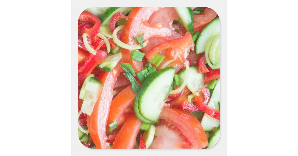 Vegetable salad square sticker | Zazzle