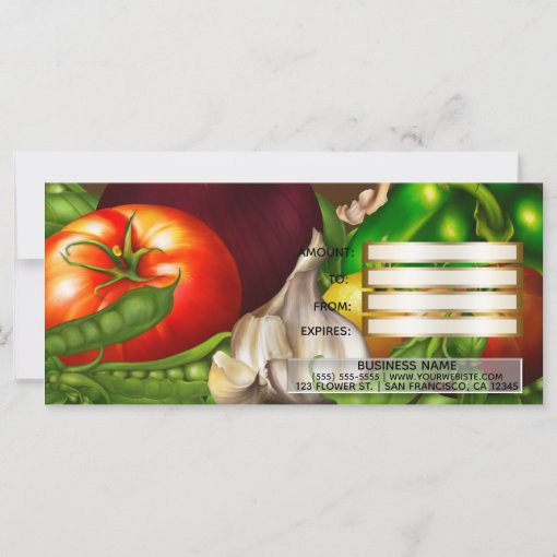 Vegetables and Herbs Organic Food Gift Certificate | Zazzle