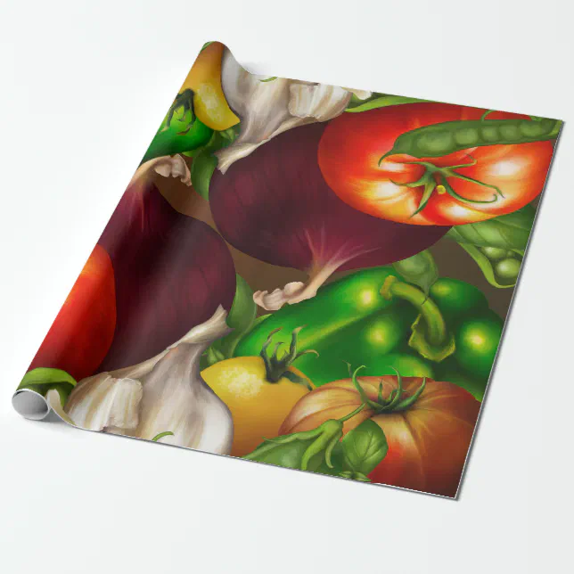 Vegetables and Herbs Organic Natural Veggies Food Wrapping Paper | Zazzle