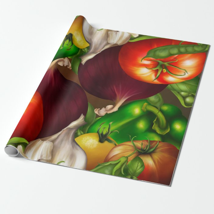 Vegetables and Herbs Organic Natural Veggies Food Wrapping Paper | Zazzle