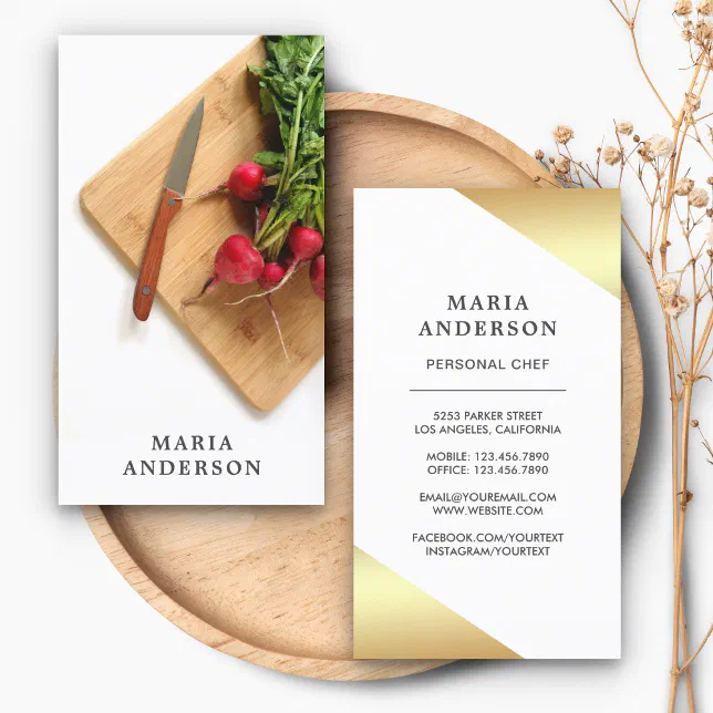 Vegetables Knife Cutting Board Catering Chef Business Card | Zazzle