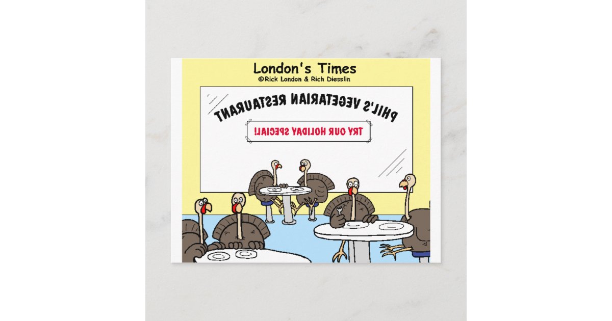 Vegetarian Turkey Offbeat Cartoon Funny Gifts Postcard | Zazzle