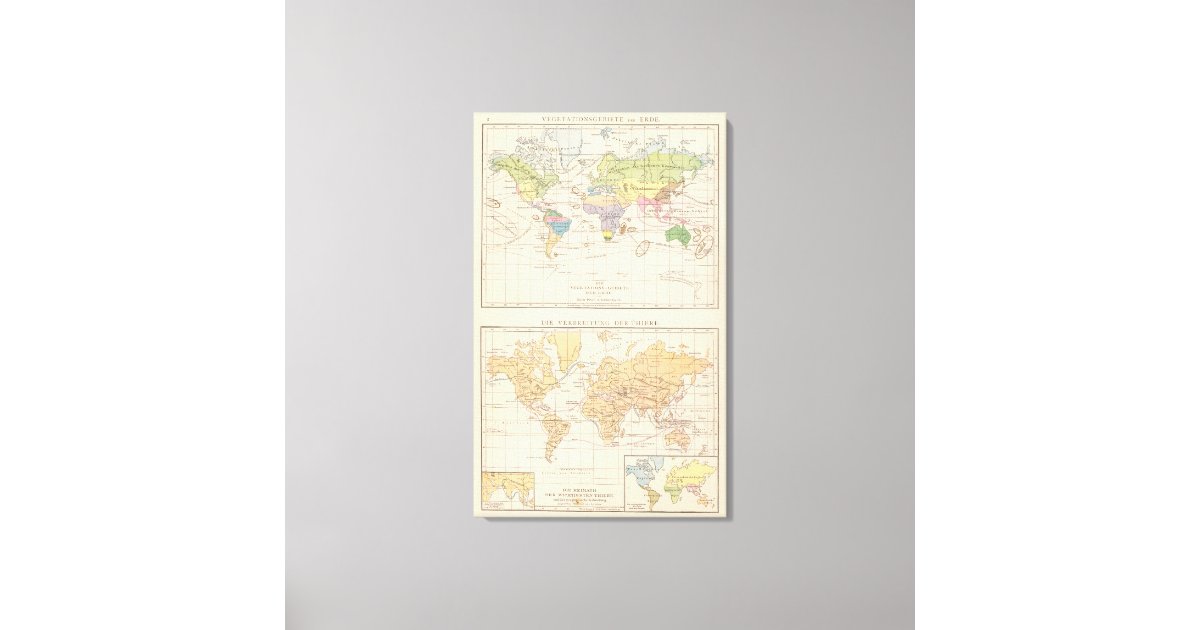 Vegetationsgebiete, Thiere Atlas Map Canvas Print | Zazzle