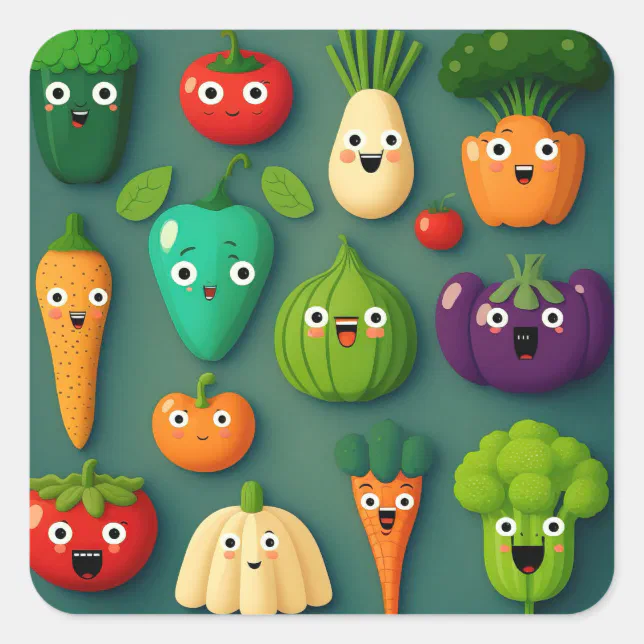 Veggie Characters Veg Photos Vegetables Onion Clip Square Sticker | Zazzle