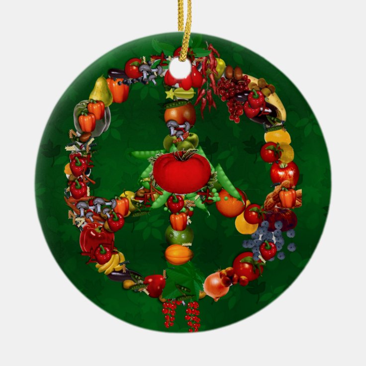Veggie Peace Sign Ceramic Ornament | Zazzle