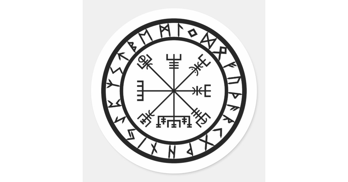 Vegvisir - Rune Circle Classic Round Sticker | Zazzle