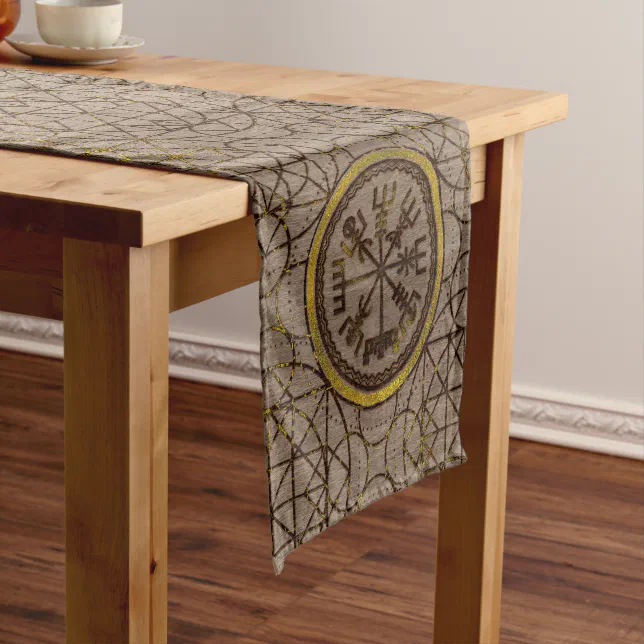 Vegvisir. The Magic Navigation Viking Compass Short Table Runner | Zazzle