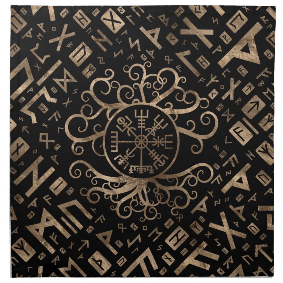 Vegvisir Tree of life Yggdrasil and Runes Cloth Napkin | Zazzle