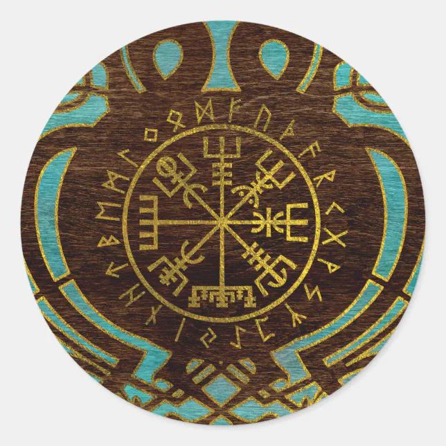 Vegvisir - Viking Navigation Compass Classic Round Sticker | Zazzle